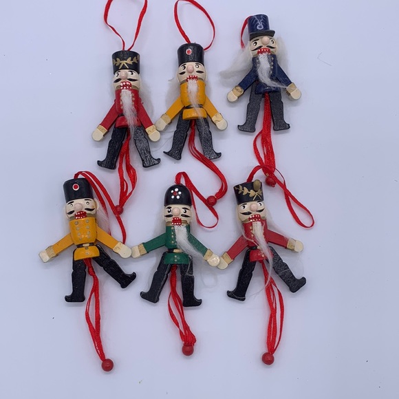 Holiday | Set Of 6 Wooden Nutcracker String Pull Ornaments | Poshmark